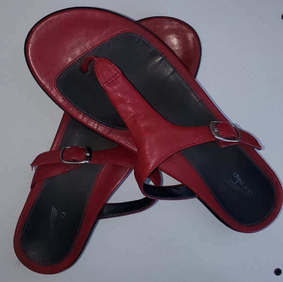Dansko | Shoes | Dansko Red Leather Thong Sandals | Poshmark